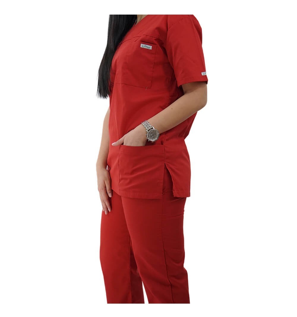 Costum medical Lotus 1, Basic 1, rosu Marime XS