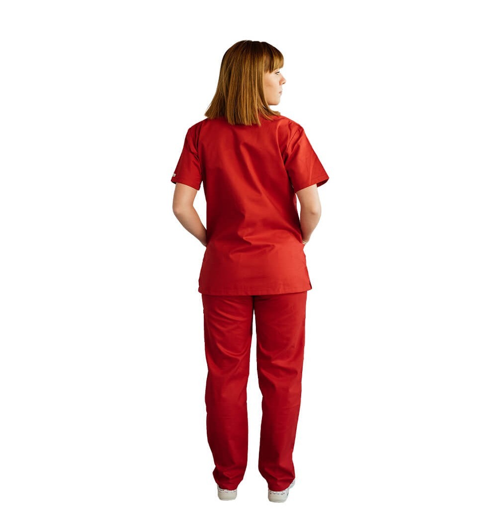 Costum medical Lotus 3, Basic 1 BBC, stretch, rosu Marime 4XL