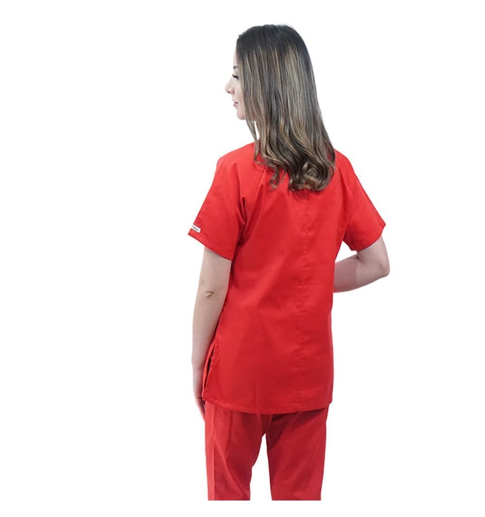 Costum medical Lotus 3, Basic 2, BBC, stretch, rosu Marime 4XL